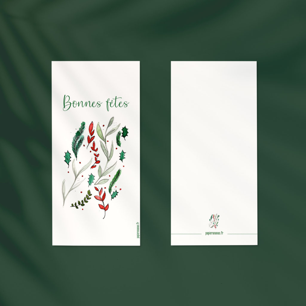 Bonnes fêtes en vert et rouge - Papier ananas