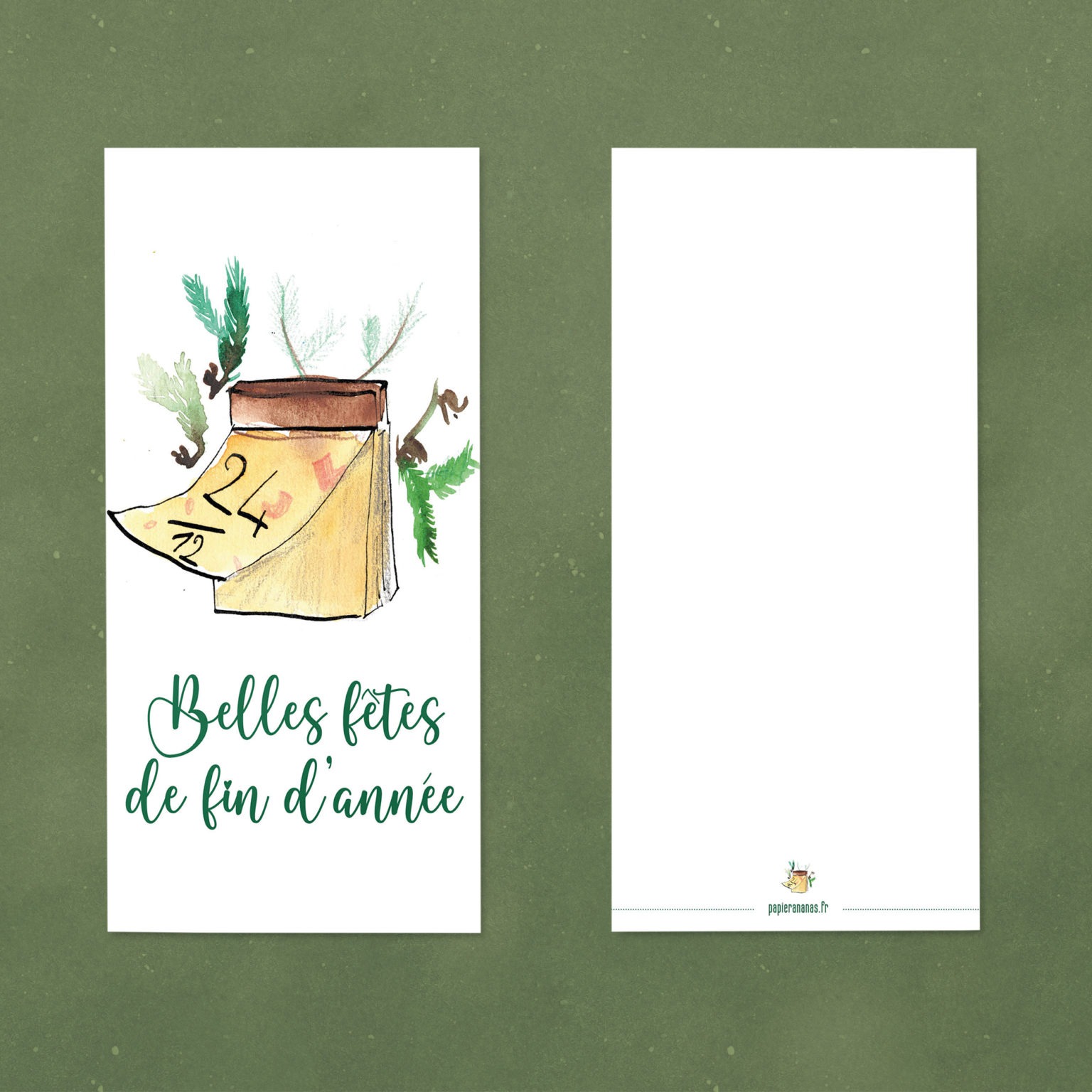 Carte Calendrier Belles fêtes de fin d'année - Papier ananas